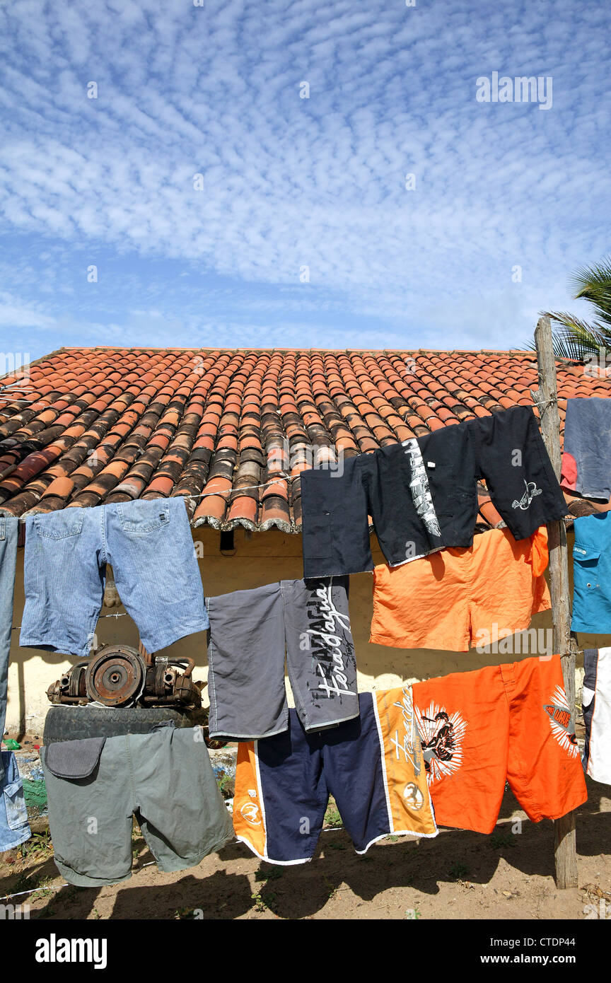 Brazil brazilian surfing clothes laundry hanging drying in the wind on ...