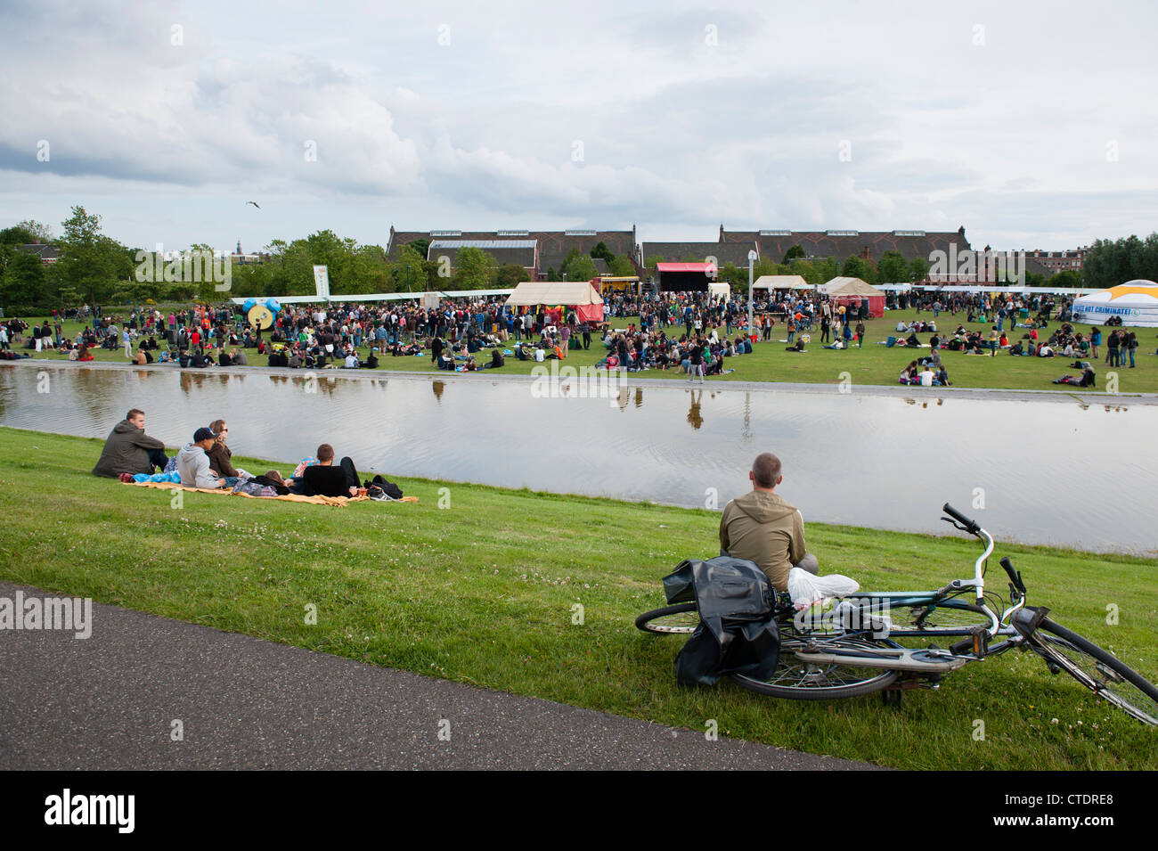 Music festival in the Westerpark, a relatively new park with water and ...