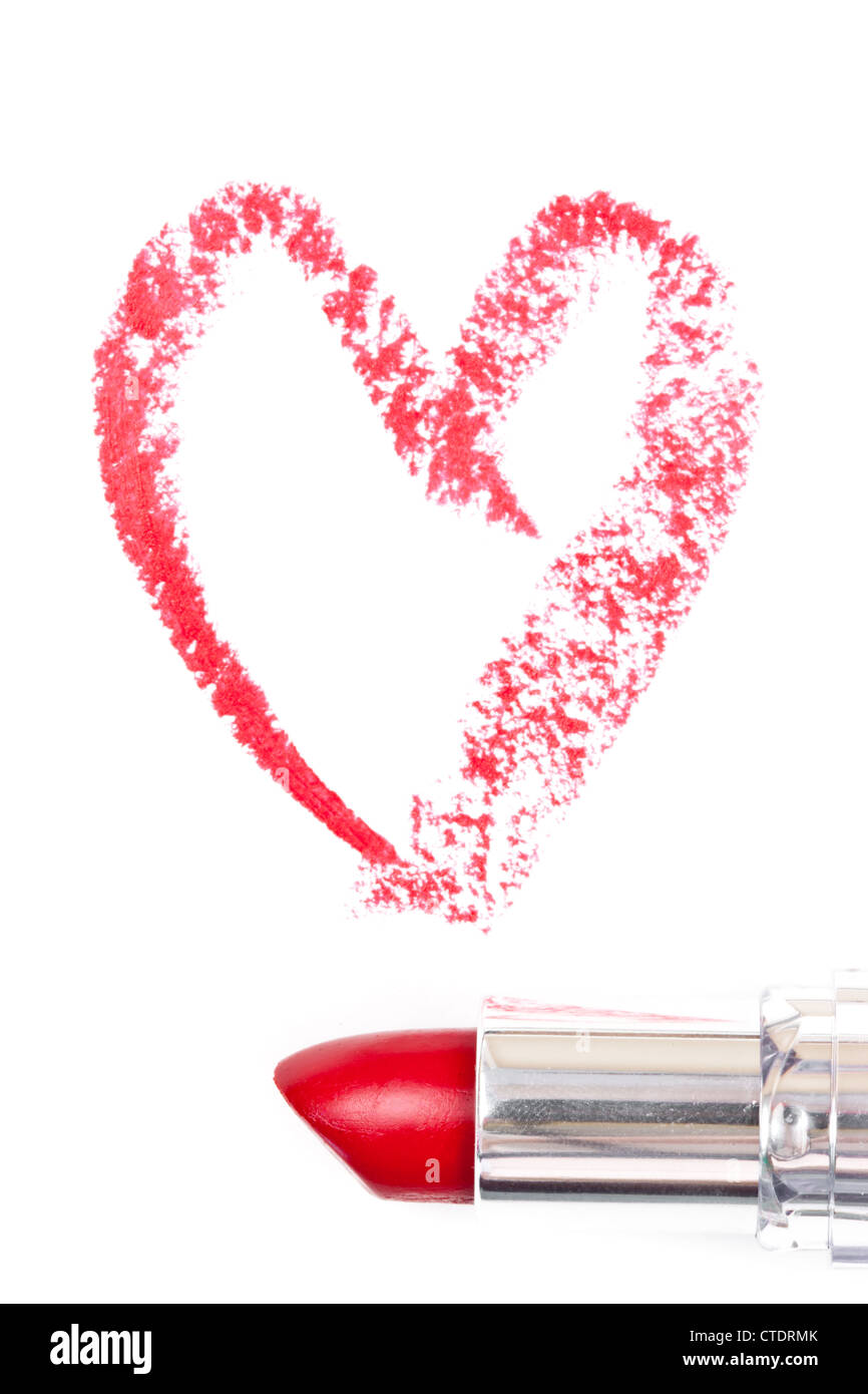 Red trace of lipstick forming a heart Stock Photo - Alamy