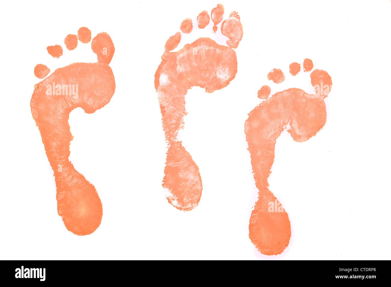 Three red footprints Stock Photo - Alamy