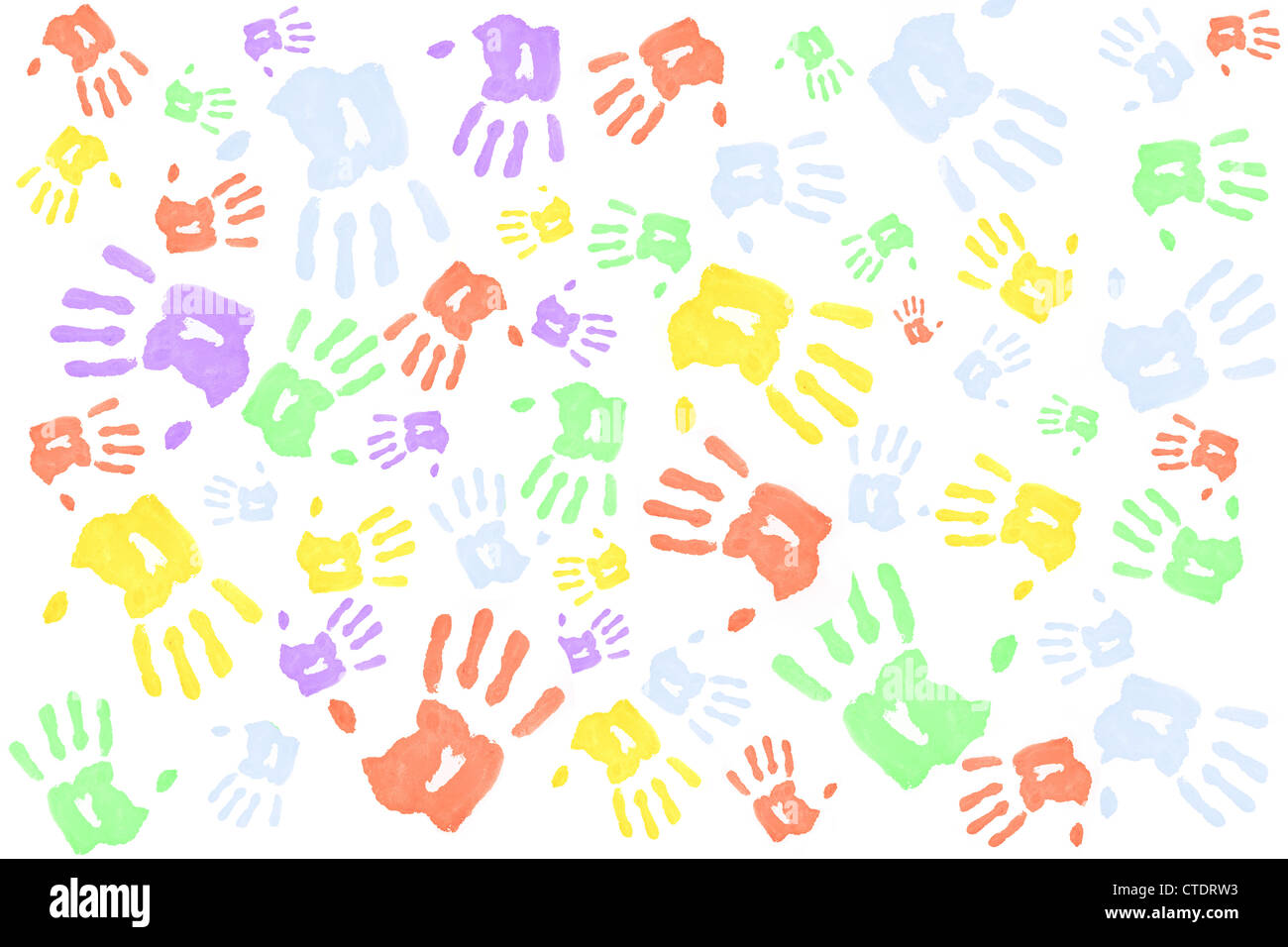 Lots of multi colored handprints Stock Photo - Alamy