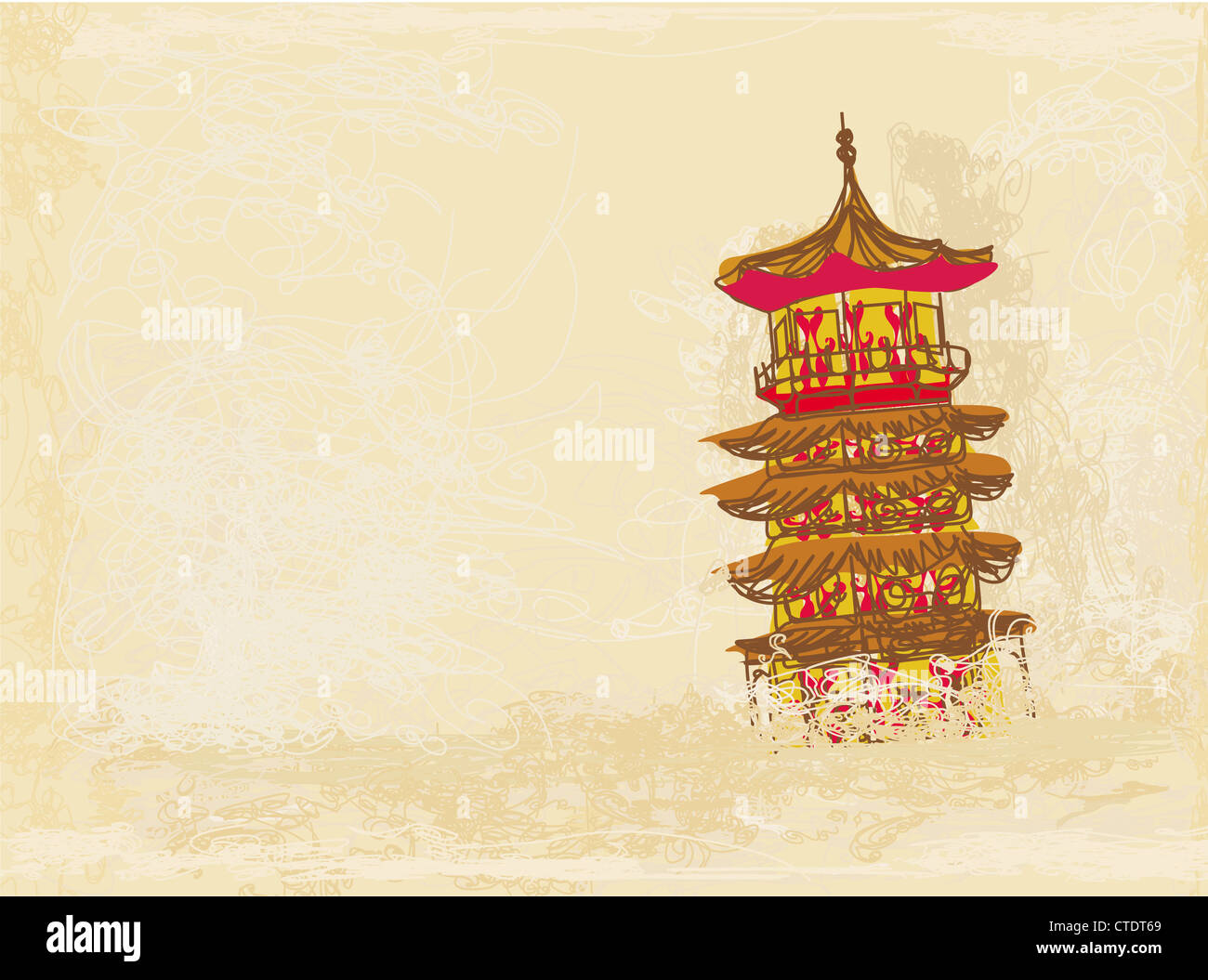 old paper with Asian Landscape Stock Photo - Alamy