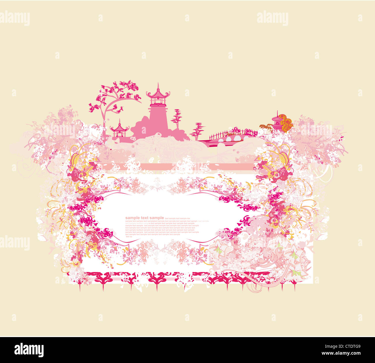 old paper with Asian Landscape Stock Photo - Alamy