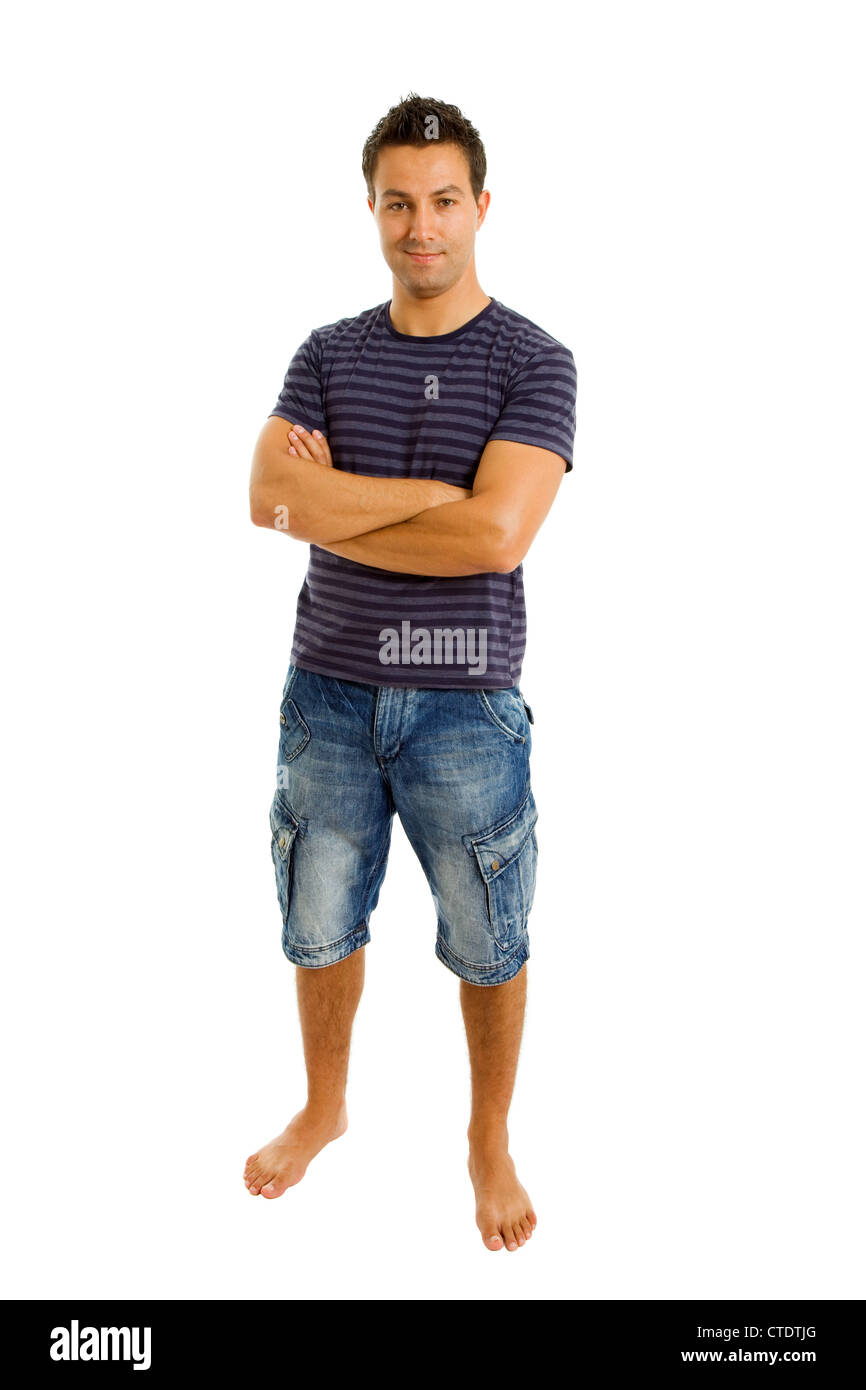 young casual man full body in a white background Stock Photo - Alamy