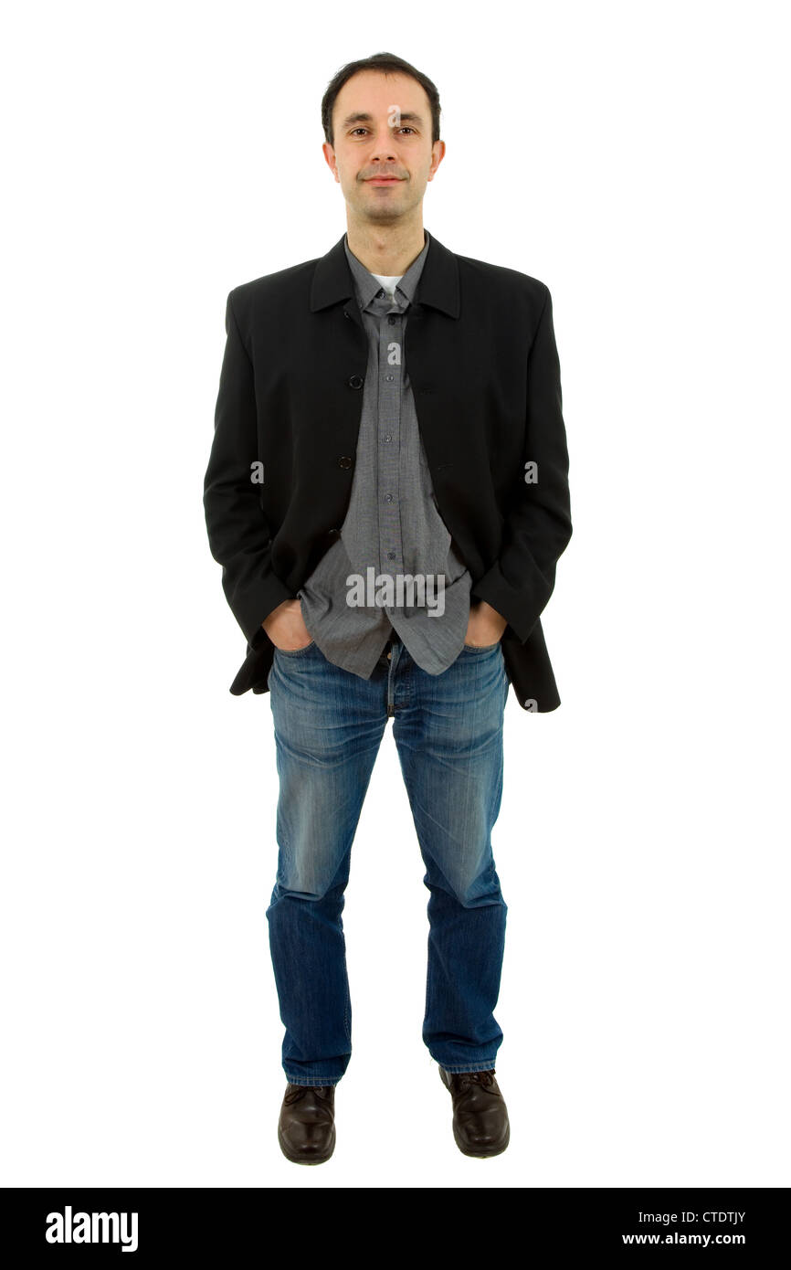 young casual man full body in a white background Stock Photo - Alamy