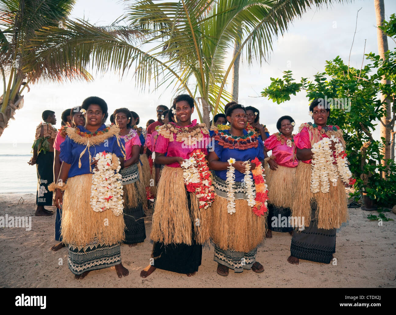 Nacula Island, Fiji; traditional meke performance, Blue Lagoon resort ...