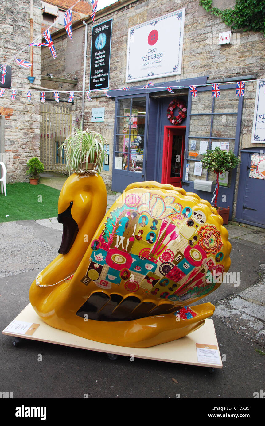 artistic display of swan sculptures in Wells Somerset UK Stock Photo ...