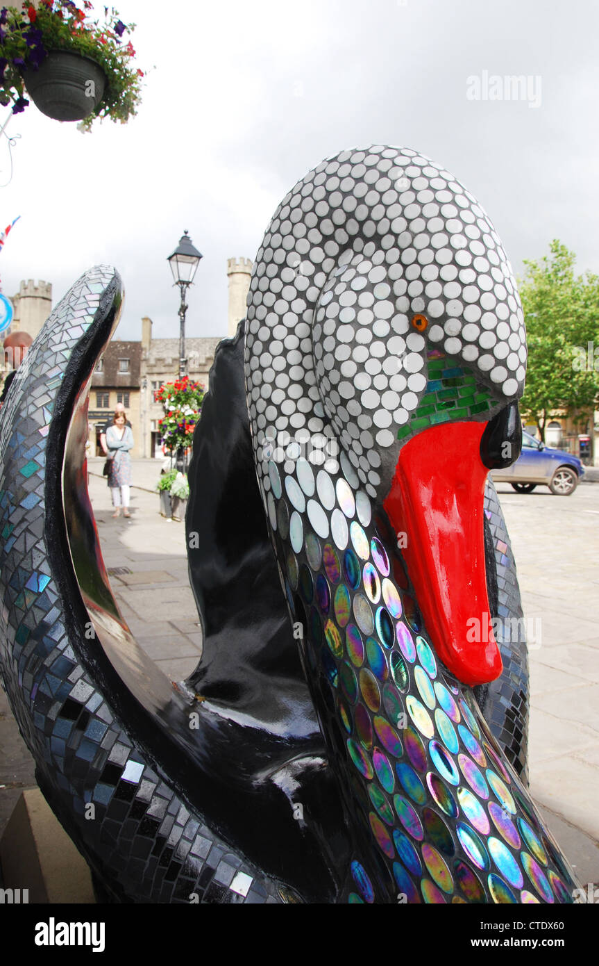 artistic display of swan sculptures in Wells Somerset UK Stock Photo ...