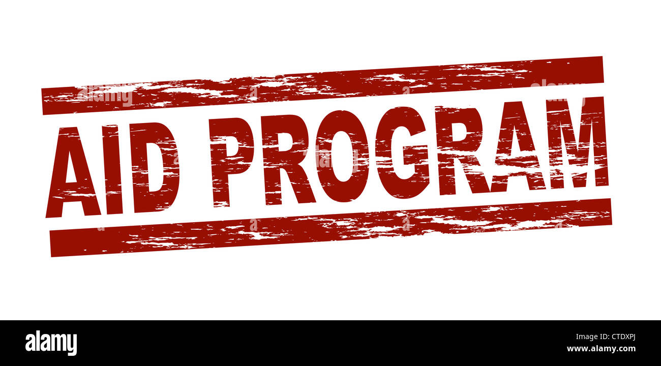 Stylized red stamp showing the term aid program. Isolated on white ...