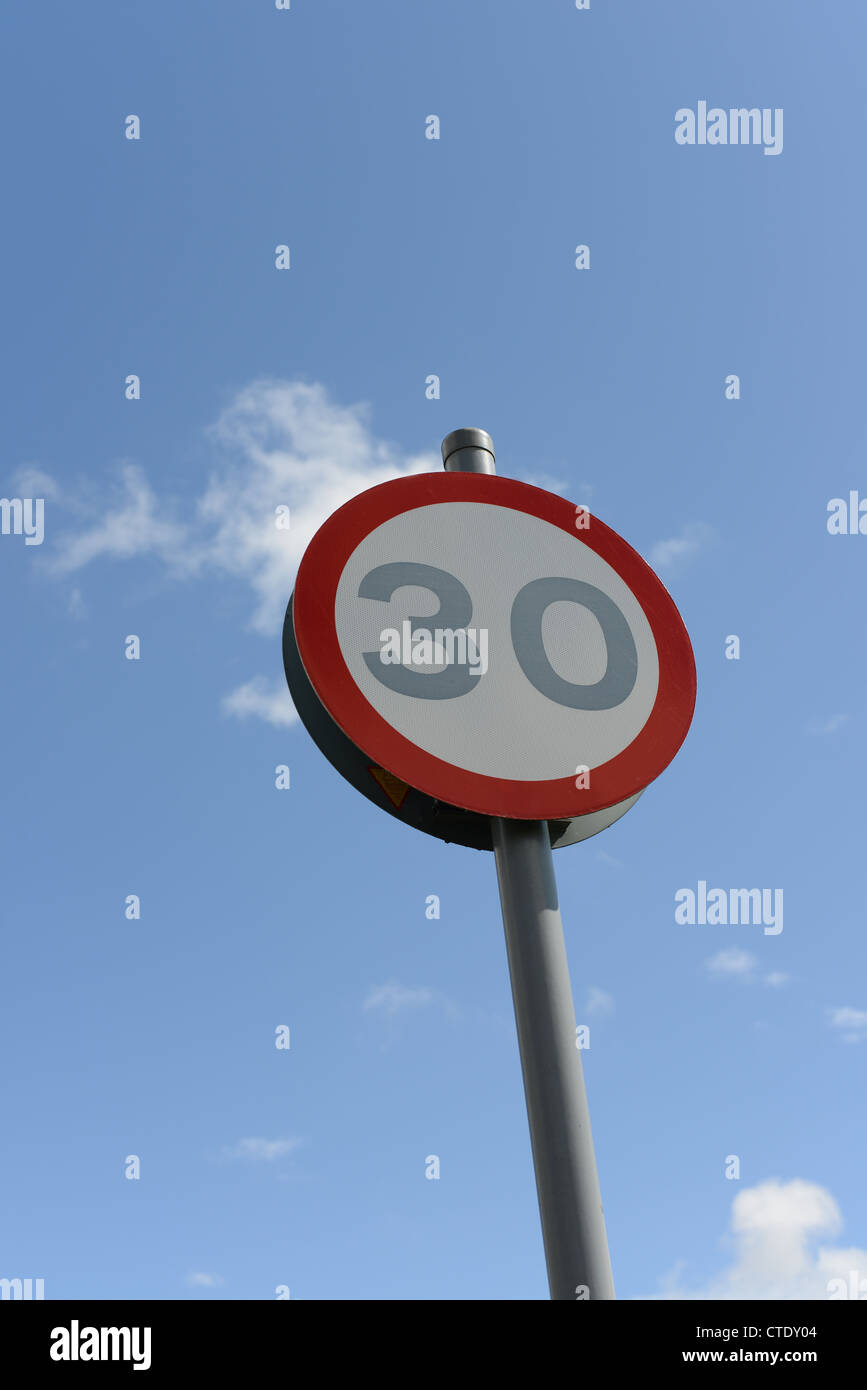 Maximum speed sign against a blue sky Stock Photo - Alamy