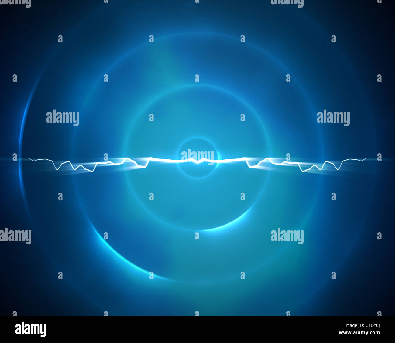 Blue circle with a lightning in the middle Stock Photo - Alamy