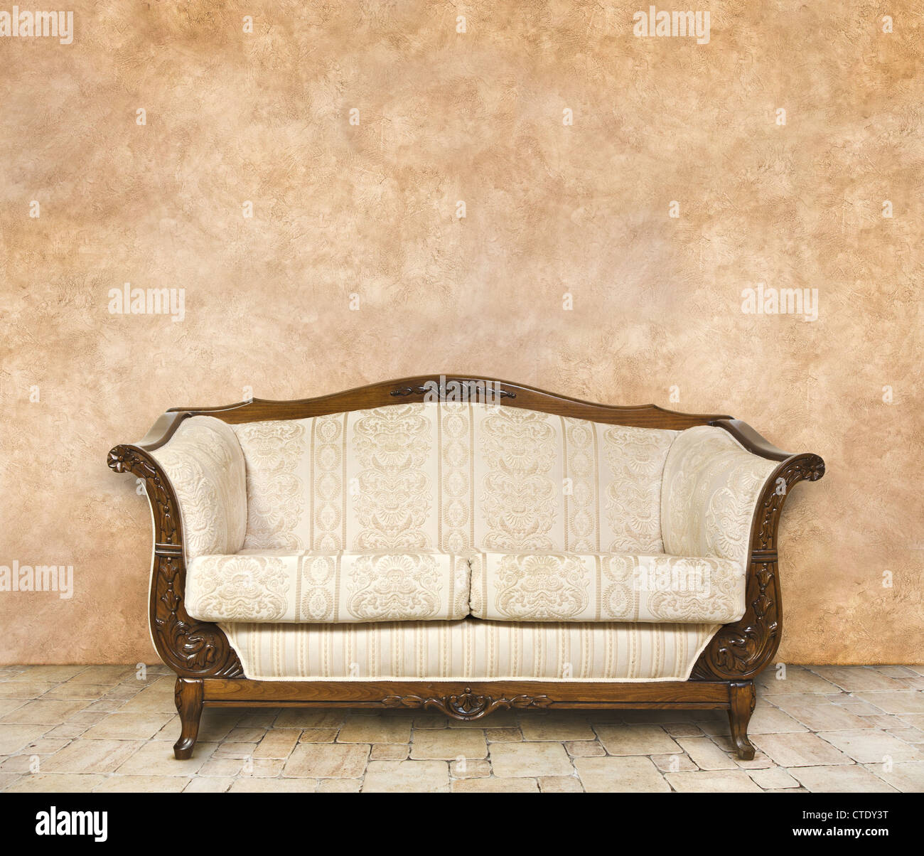 Modern interior with free wall space, red leather wallpaper Stock Photo ...