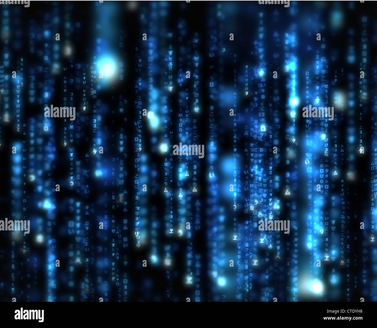 Lines of blue blurred letters falling Stock Photo - Alamy