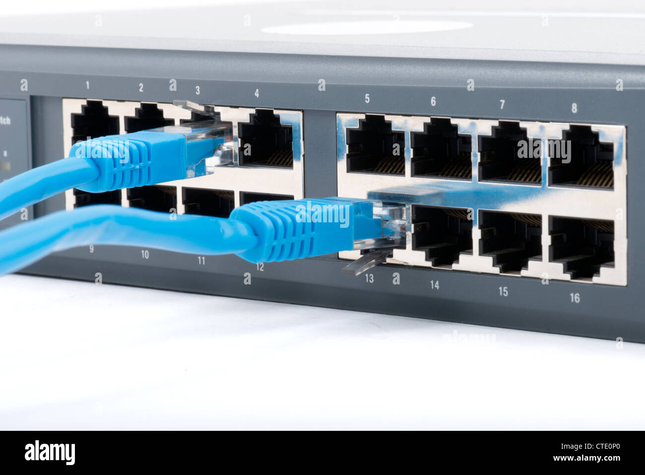 Network switch front panel with 16 ports isolated Stock Photo - Alamy