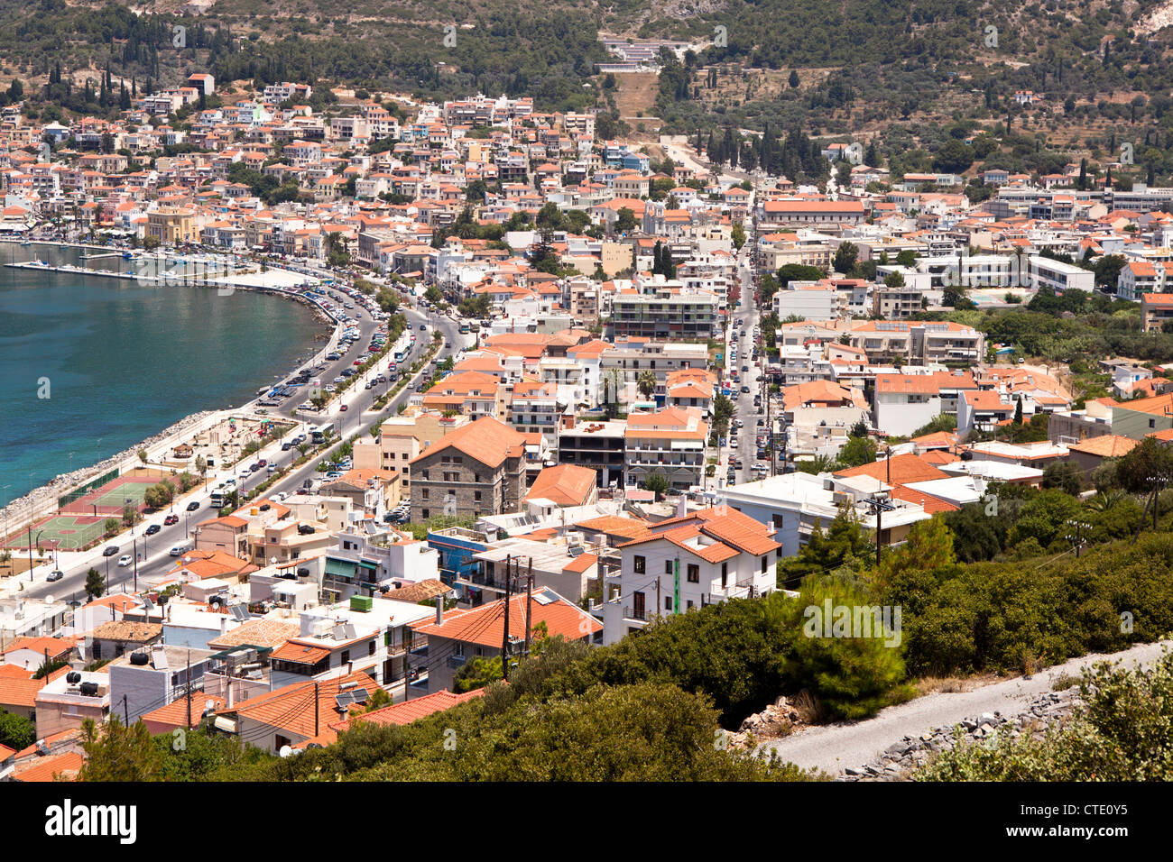 The bay and town at Samos City, Samos, Greece Stock Photo - Alamy