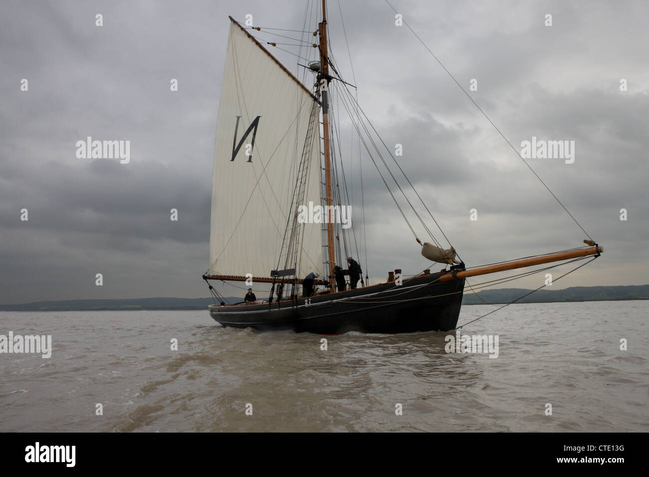 Bristol Channel Pilot Cutter in the Severn Estuary. Several traditional ...