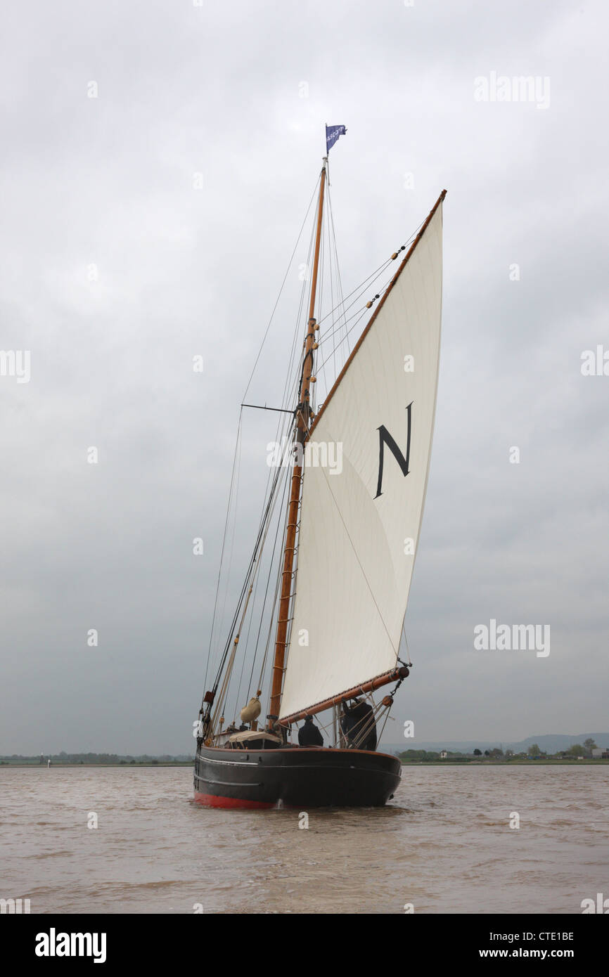 Bristol Channel Pilot Cutter in the Severn Estuary. Several traditional ...