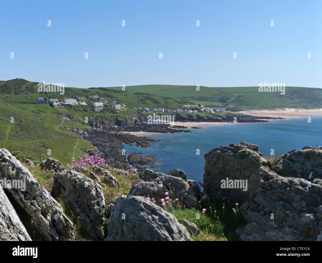 dh Morte Point MORTEHOE DEVON Coastal view coastline rocks North ...