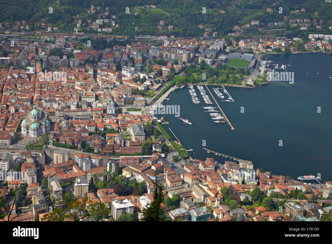 View of the city of Como from Brunate, Lake Como, Italy, Europe Stock ...