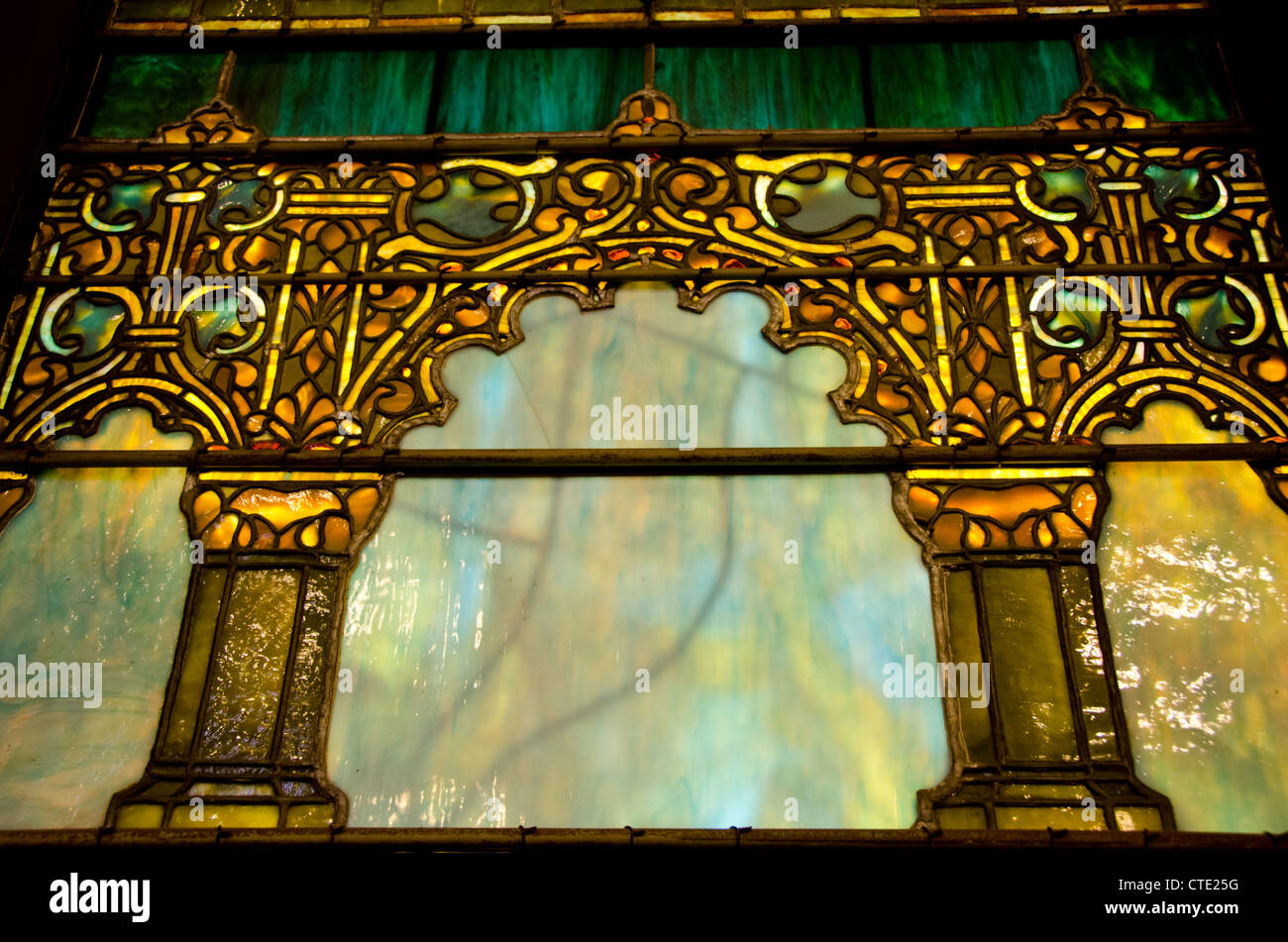 New York, Troy. St. Paul's Episcopal Church, circa 1827. Tiffany Glass ...