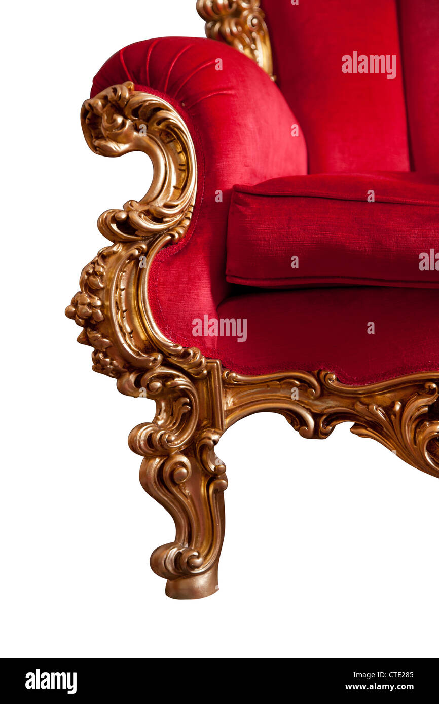 Red baroque sofa, isolated on white Stock Photo - Alamy