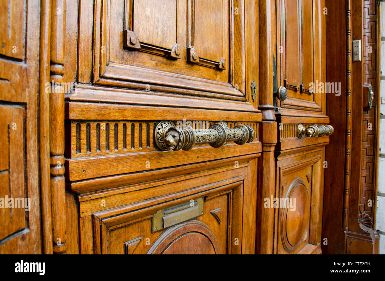 New York, Troy. Historic wooden doors of the Vail House part of Russell ...