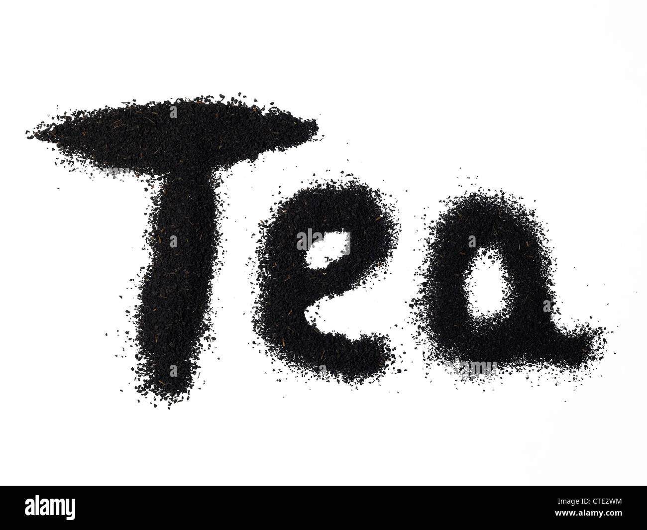 The word tea spelled out in tea leaves Stock Photo - Alamy