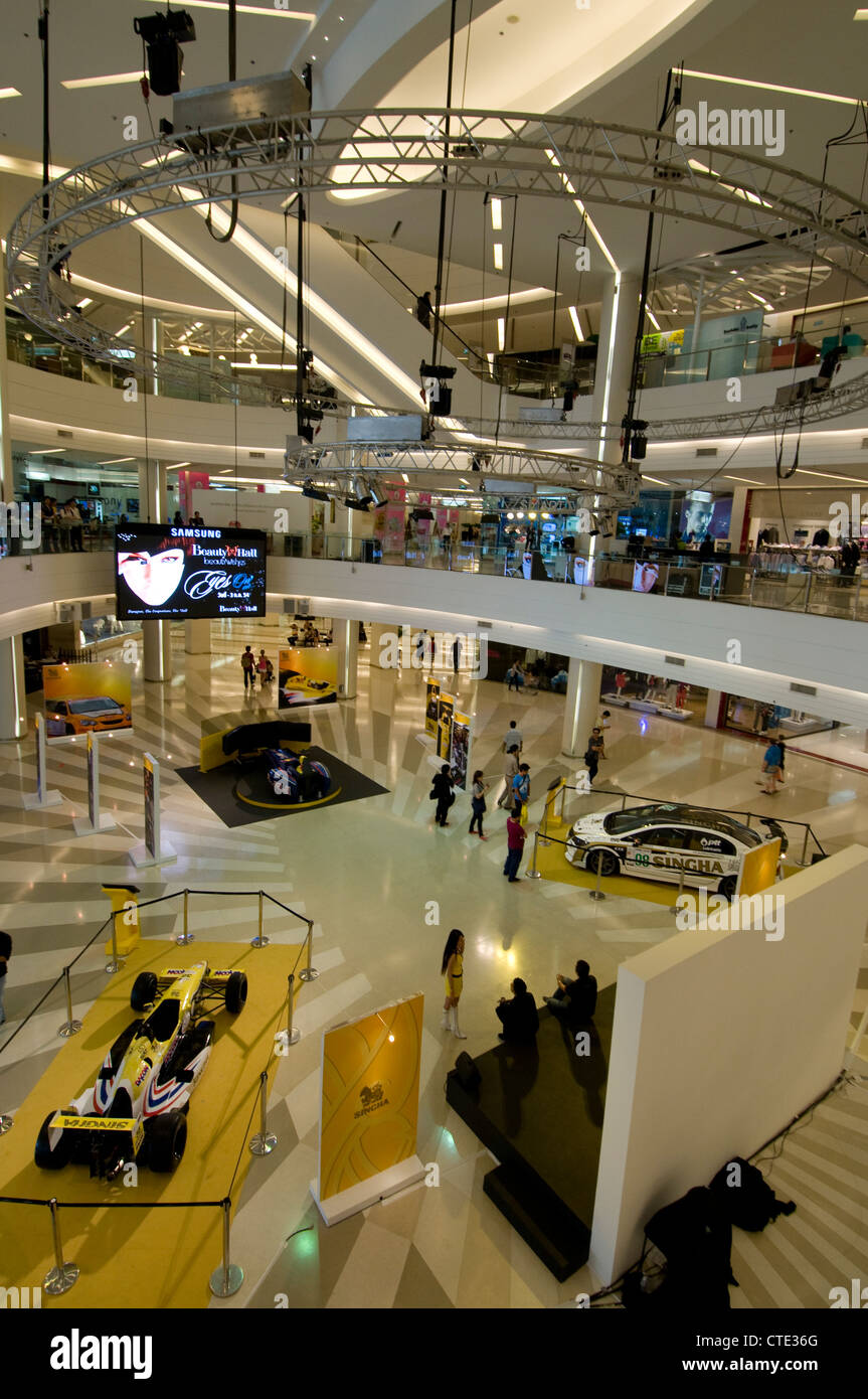 Interior of the spacious Siam Paragon shopping Mall. It is one of the ...