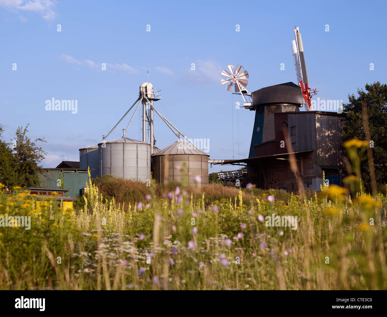 Silo of an historic operating wind mill in Bardowick,Nothern Germany ...