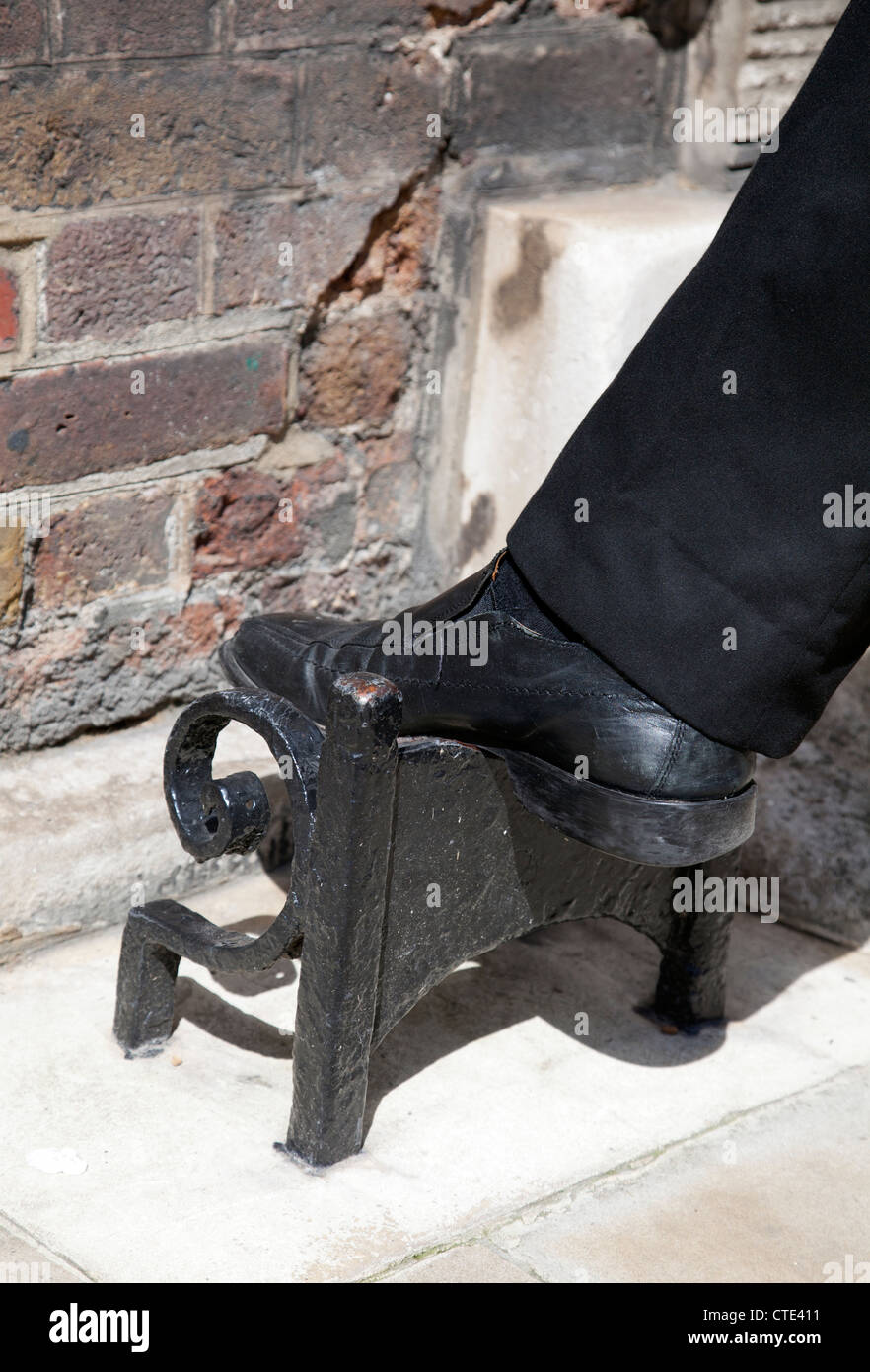 Victorian Boot Scraper on Whitehall Pavement - London UK Stock Photo ...