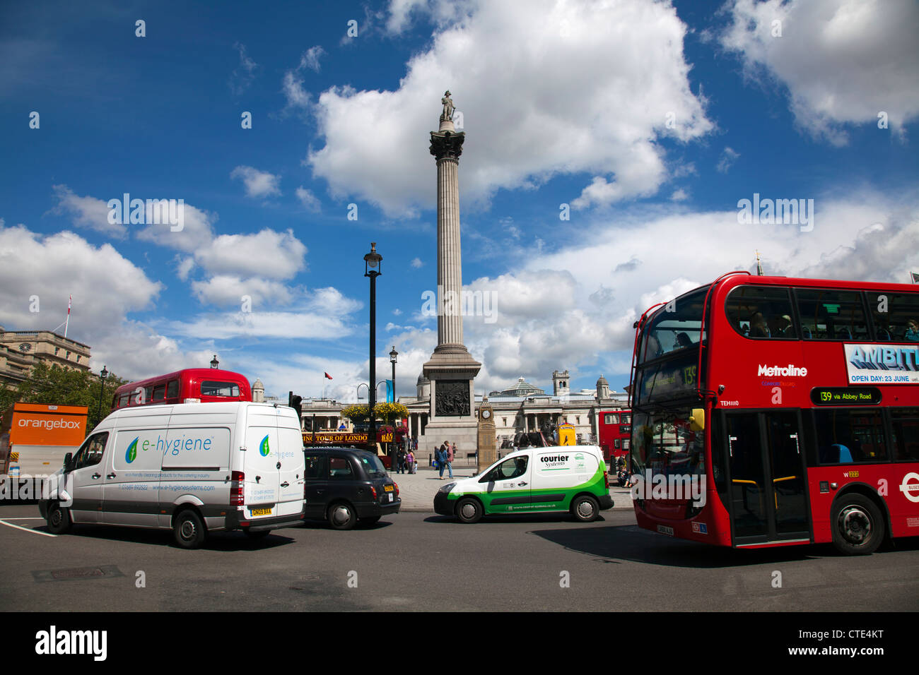 Trafalgar Square Traffic - London UK Stock Photo - Alamy