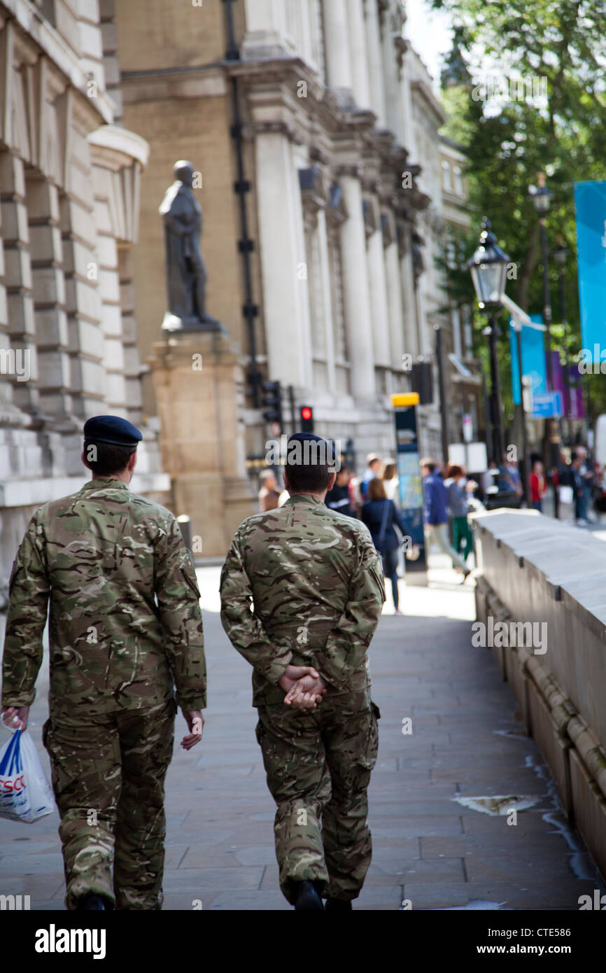 Two Soldiers walking down Whitehall - London UK Stock Photo - Alamy