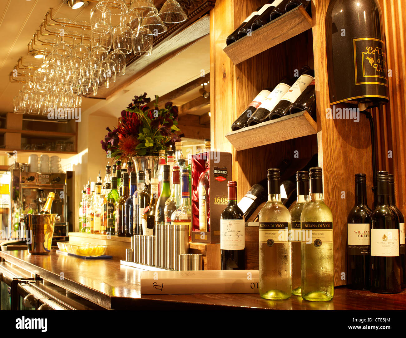 Photograph of bar area in a pub / restaurant showing bottles of wine ...