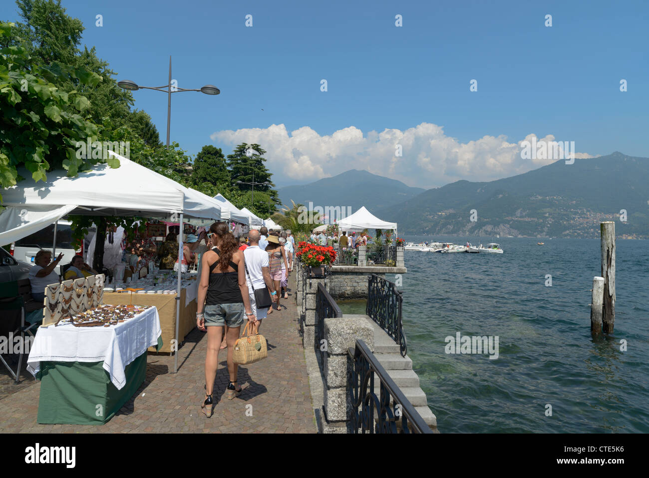 Waterfront market, Menaggio,Lake Como,Italy Stock Photo - Alamy