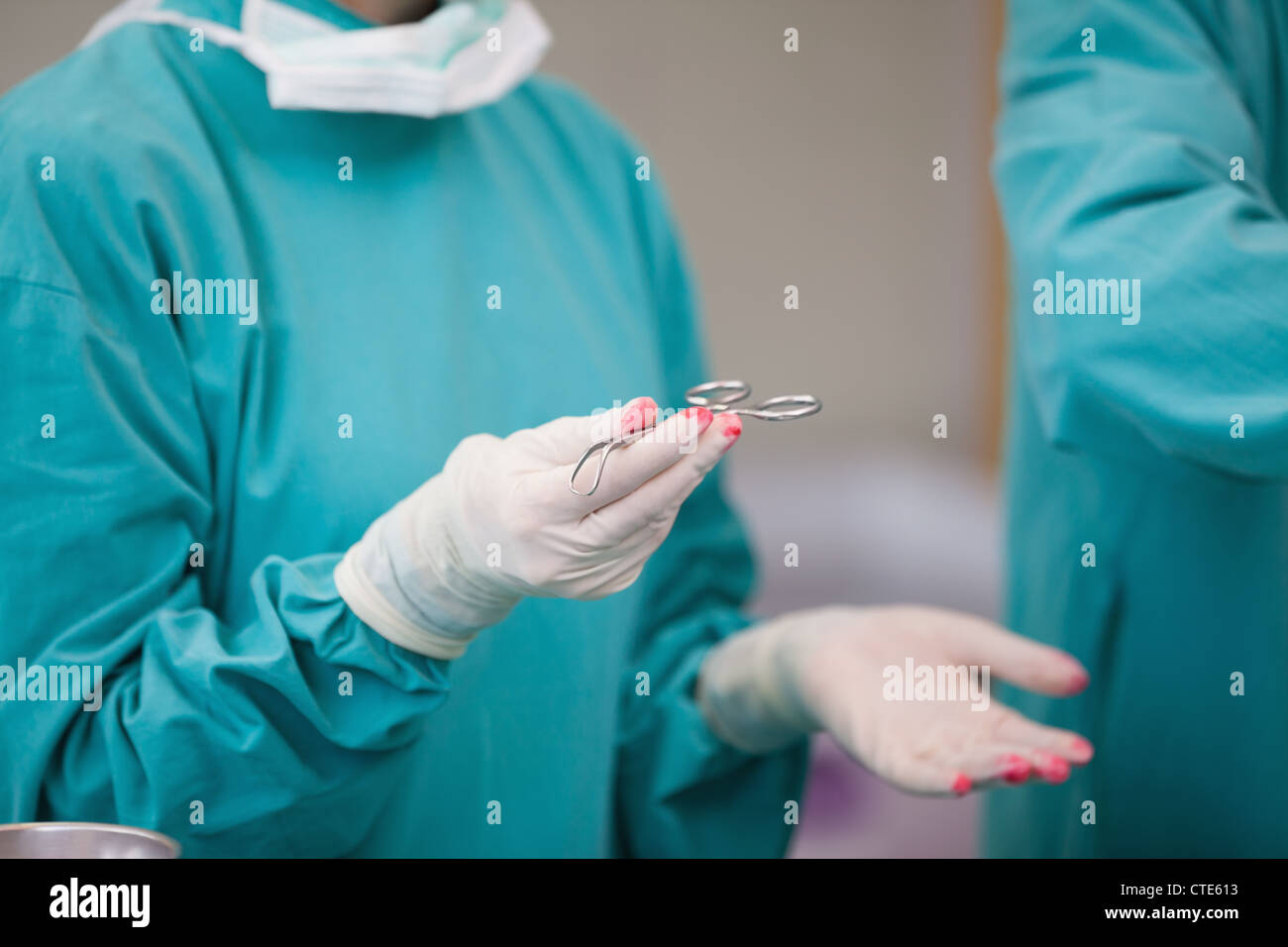 Nurse holding a surgical scissor Stock Photo - Alamy