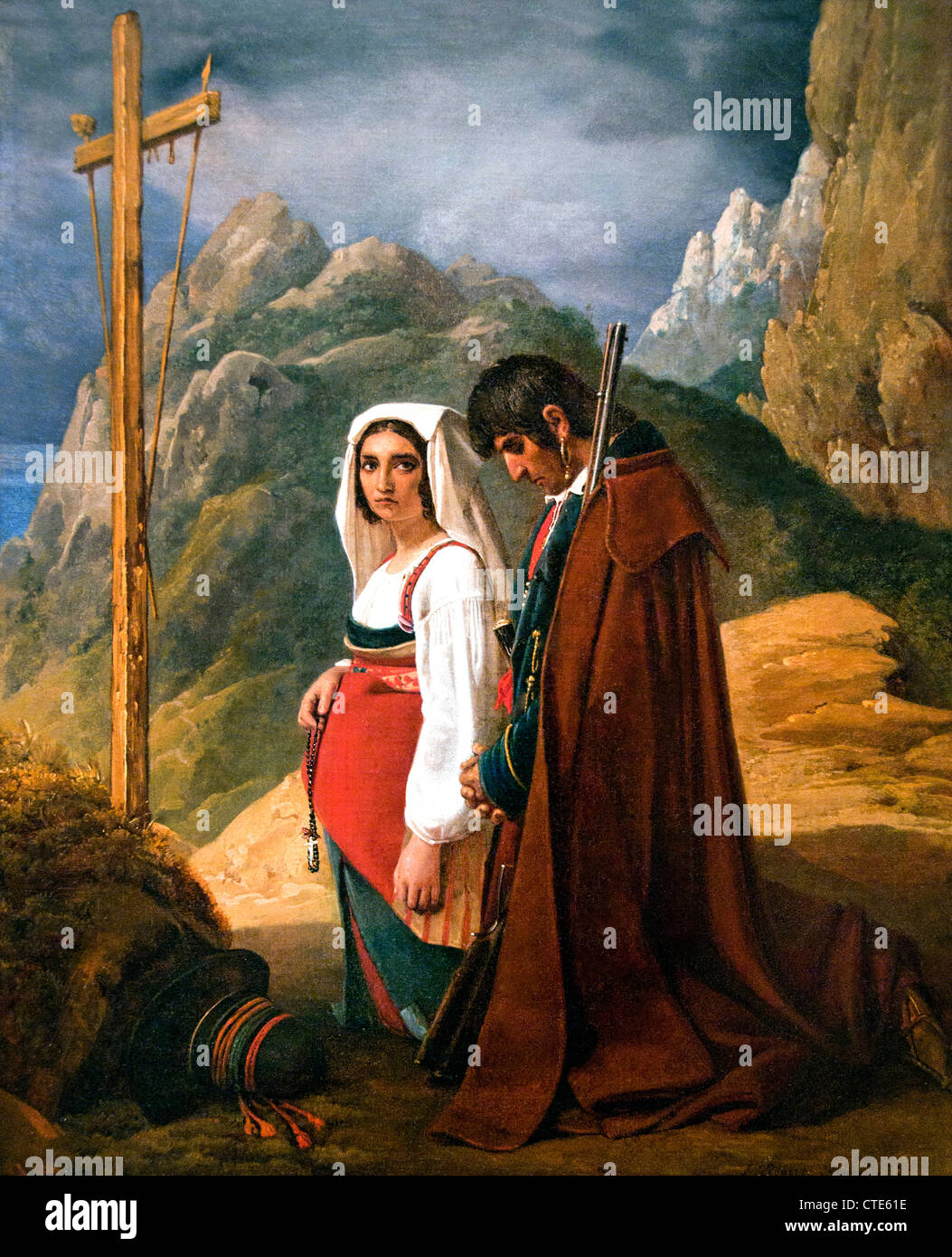 Brigand and His Wife in Prayer 1824 Léopold Robert Swiss Switzerland ...
