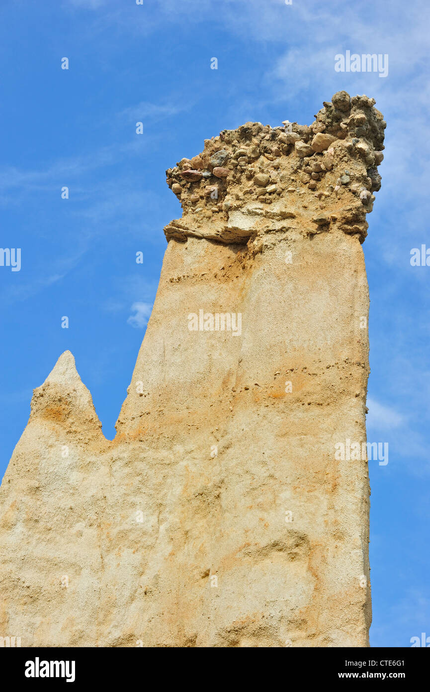 Rock formations, pillars and gullies created by water erosion at Orgues ...