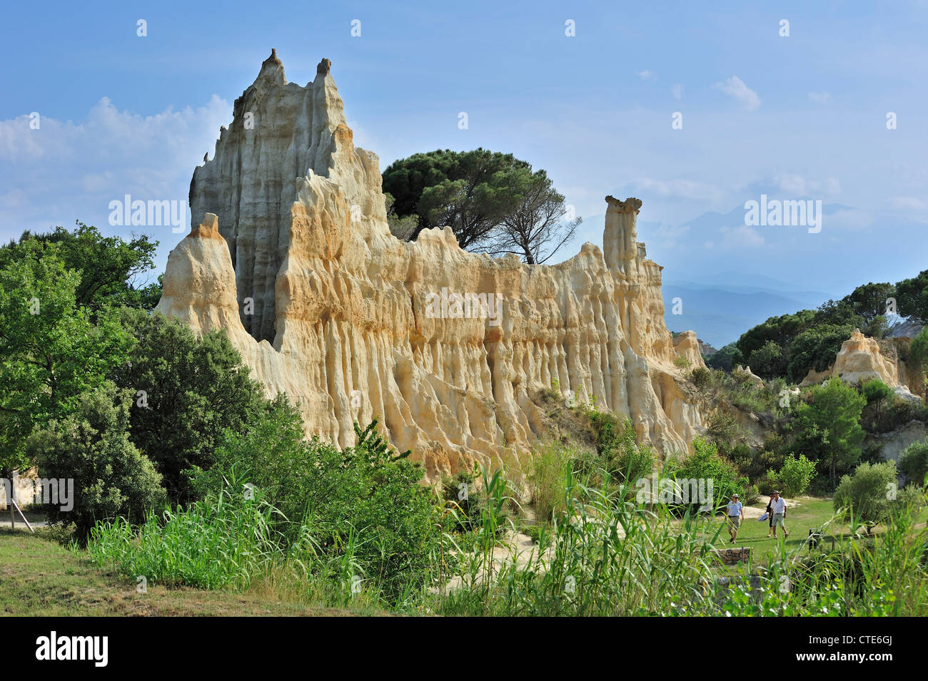 Rock formations, pillars and gullies created by water erosion at Orgues ...