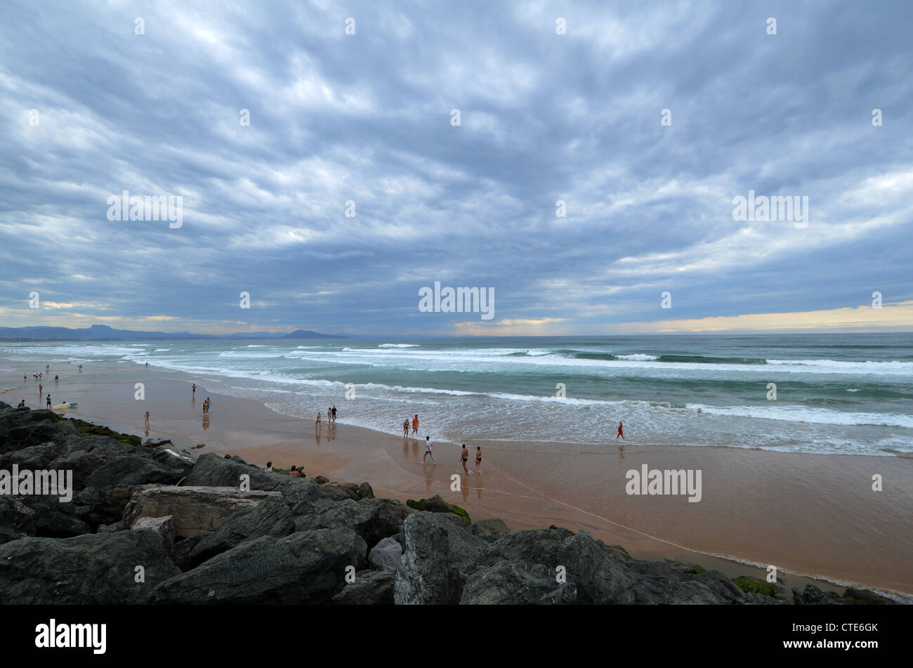 Sunset at Cote des Basques beach, Biarritz Stock Photo - Alamy