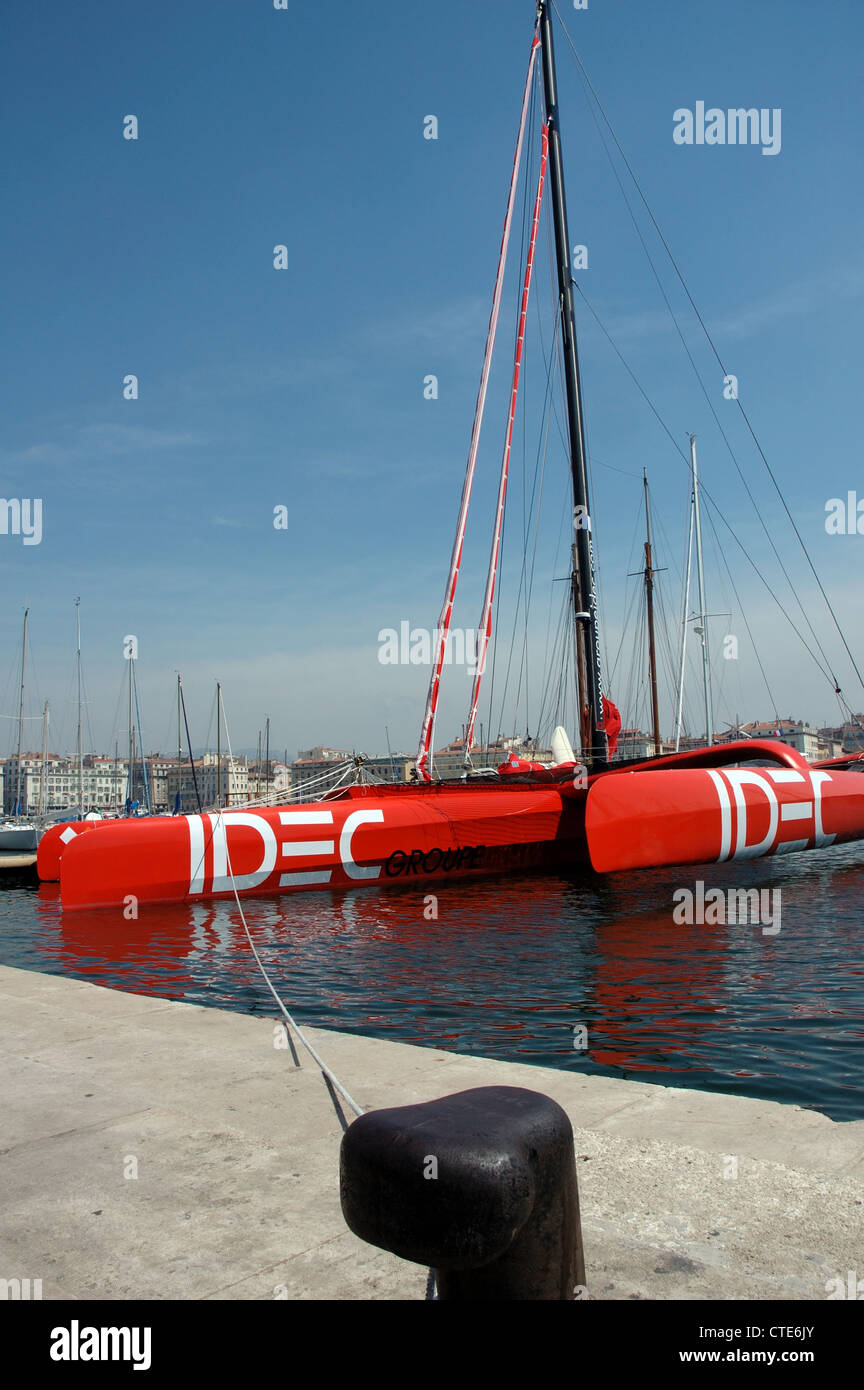 Francis Joyon's maxi-trimaran Idec in Marseille, France. Prior to Ellen ...