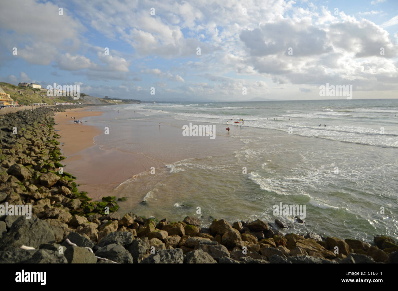 Cote des Basques beach at sunset, Biarritz Stock Photo - Alamy