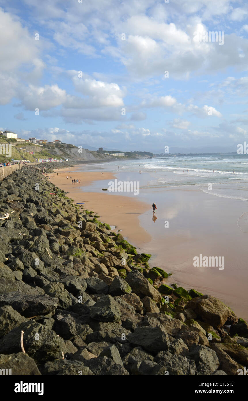 Cote des Basques beach at sunset, Biarritz Stock Photo - Alamy