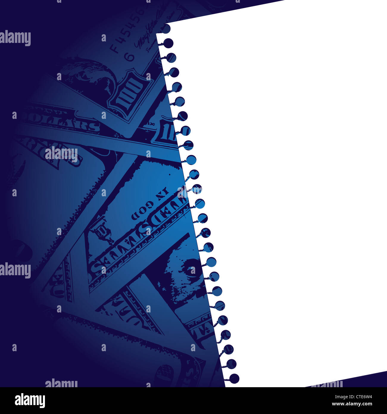 notebook paper with background of money Stock Photo - Alamy