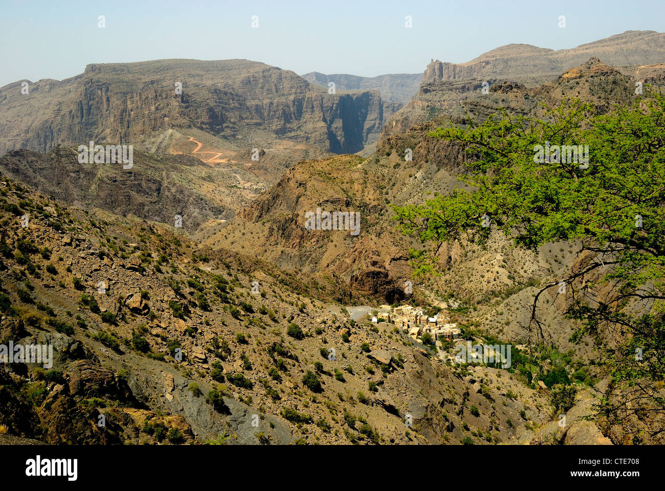 The Jabal al Akhdar range in the Western Hajar Mountains of Oman Stock ...