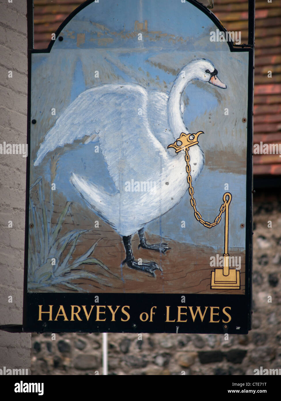 A pub sign at the Swan Inn pub in Lewes,East Sussex,England Stock Photo ...