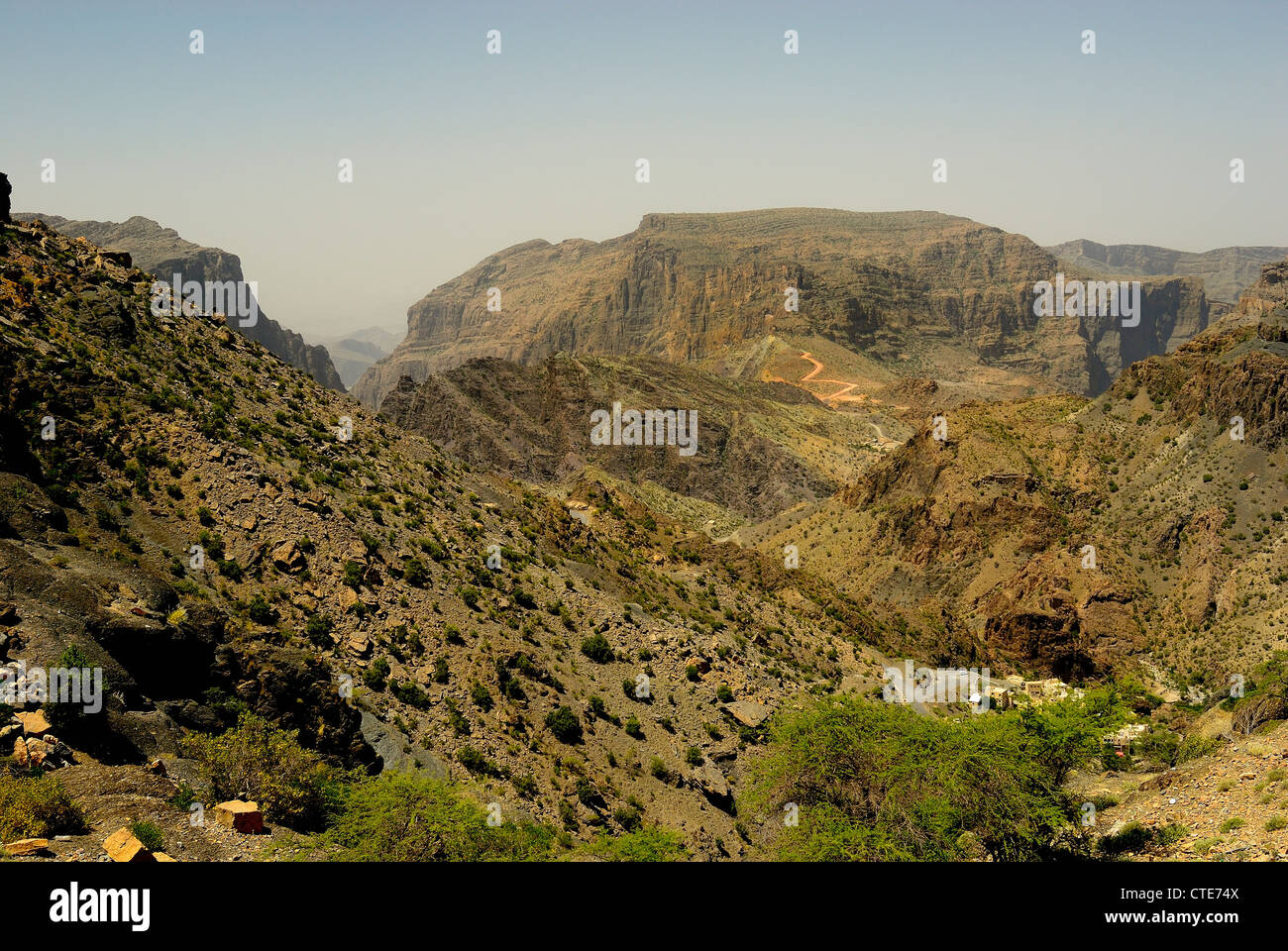The Jabal al Akhdar range in the Western Hajar Mountains of Oman Stock ...