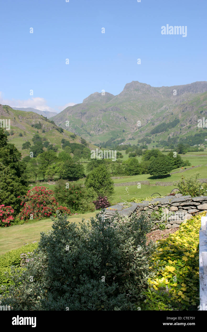 Langdale Pikes from Chapel Stile Lake District Cumbria England UK Stock ...