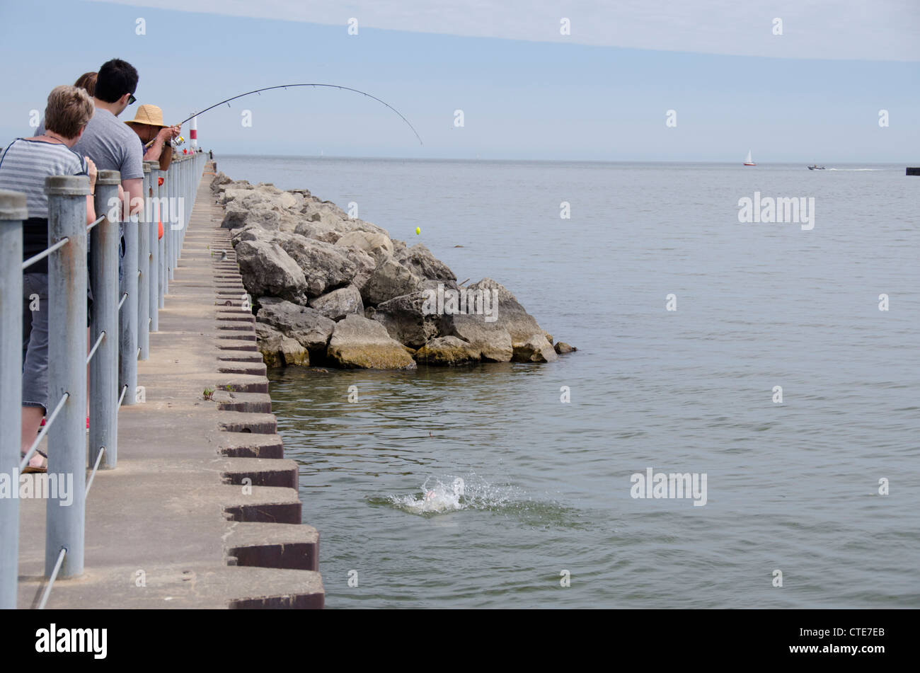New York, Rochester. Lake Ontario Beach and Boardwalk. Fresh water ...