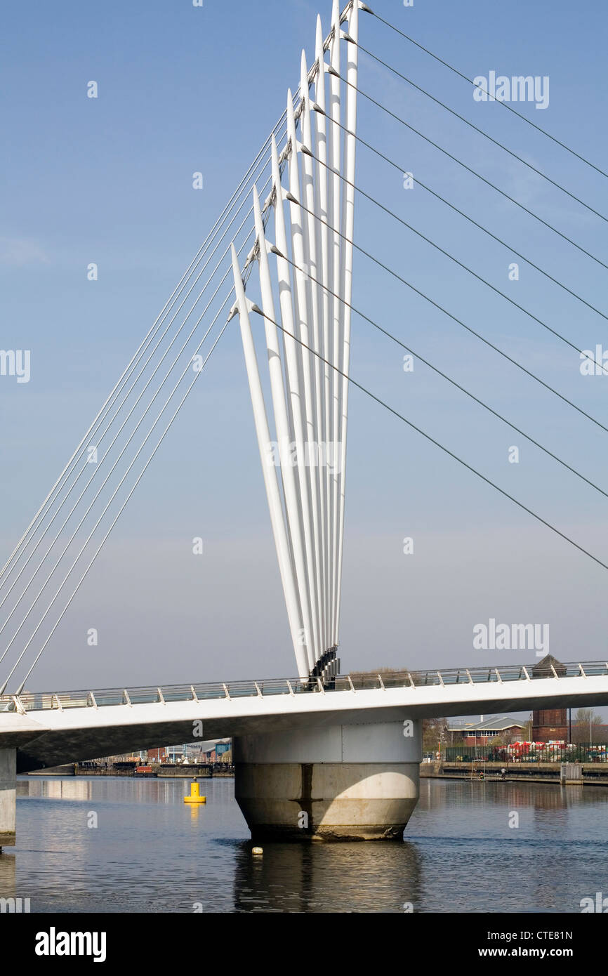 Suspension Bridge across The Manchester Ship Canal opposite Media City ...