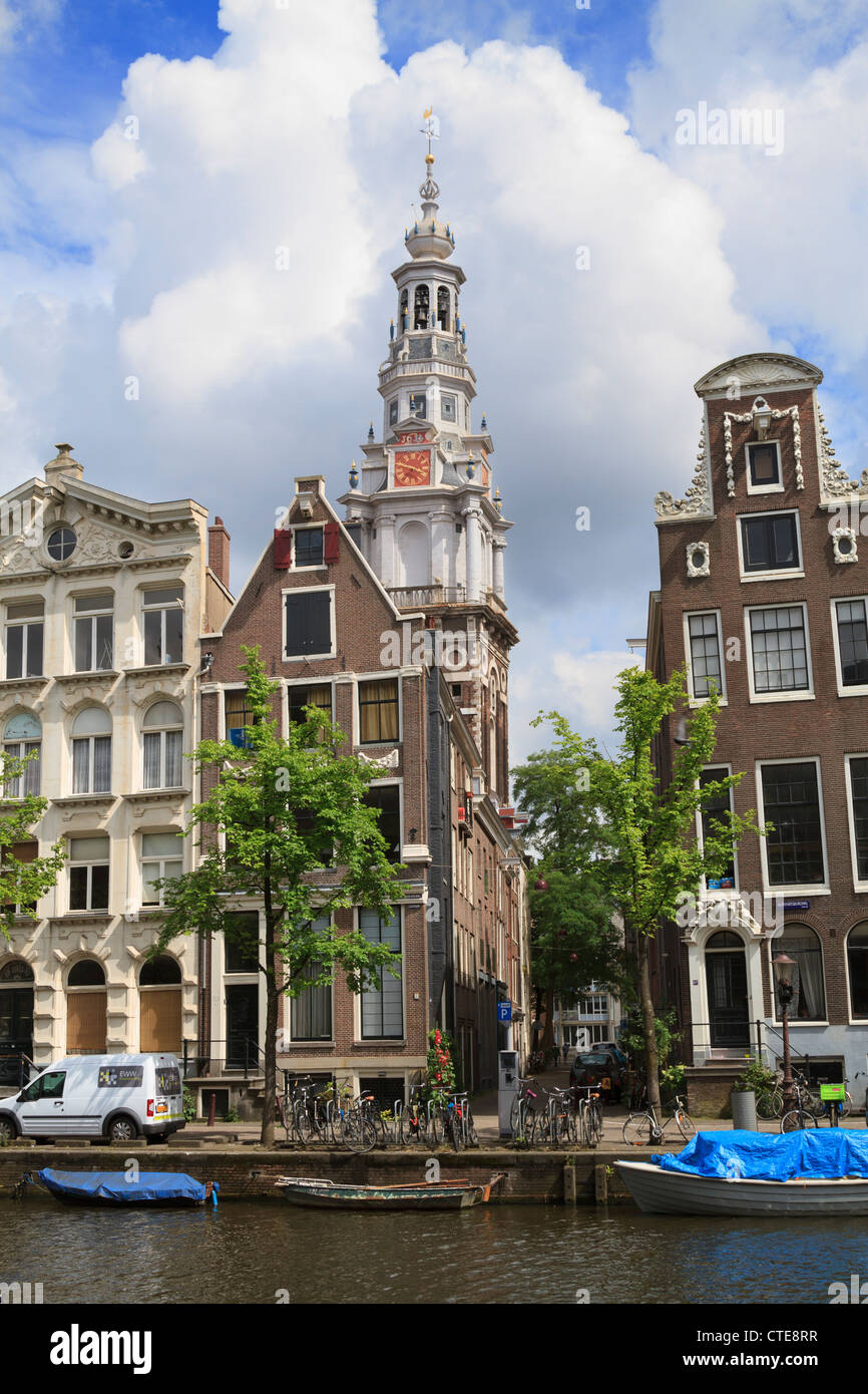 The Zuiderkerk, church tower built in 1614 in Amsterdam overlooks ...